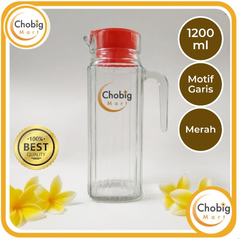 Jual CHOBIG Pitcher Kaca Transparant Polos Gelas Bening 1200ml 1000ml ...