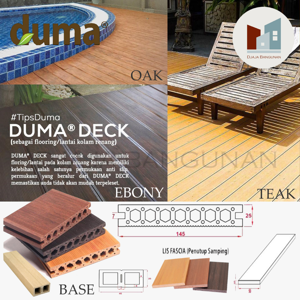 Jual DECK Pool WPC Outdoor DUMA Motif Kayu | Tangga, Kolam, Taman Tebal 2,5 cm, Panjang 3, 4 & 5 ...