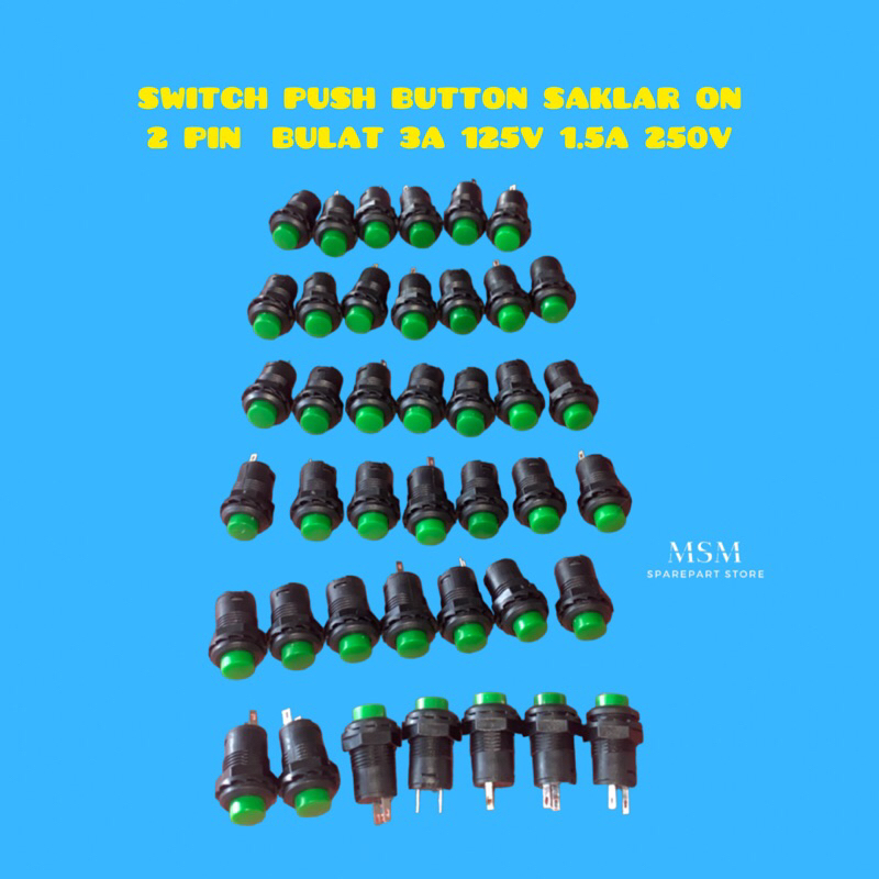 Jual SWITCH PUSH BUTTON SAKLAR ON 2 PIN BULAT 3A 125V 1.5A 250V ...