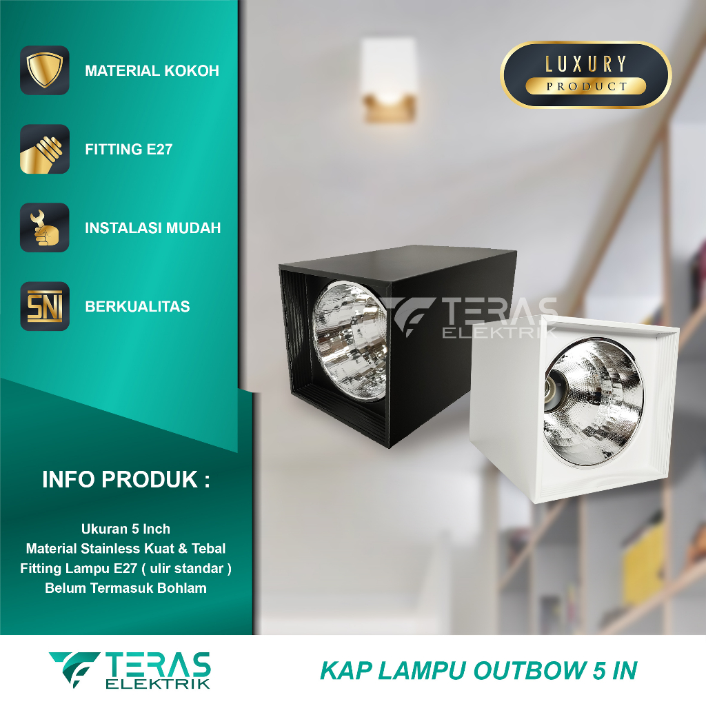 Jual Kap lampu downlight 5 inci rumah lampu kotak stainless outbow ...