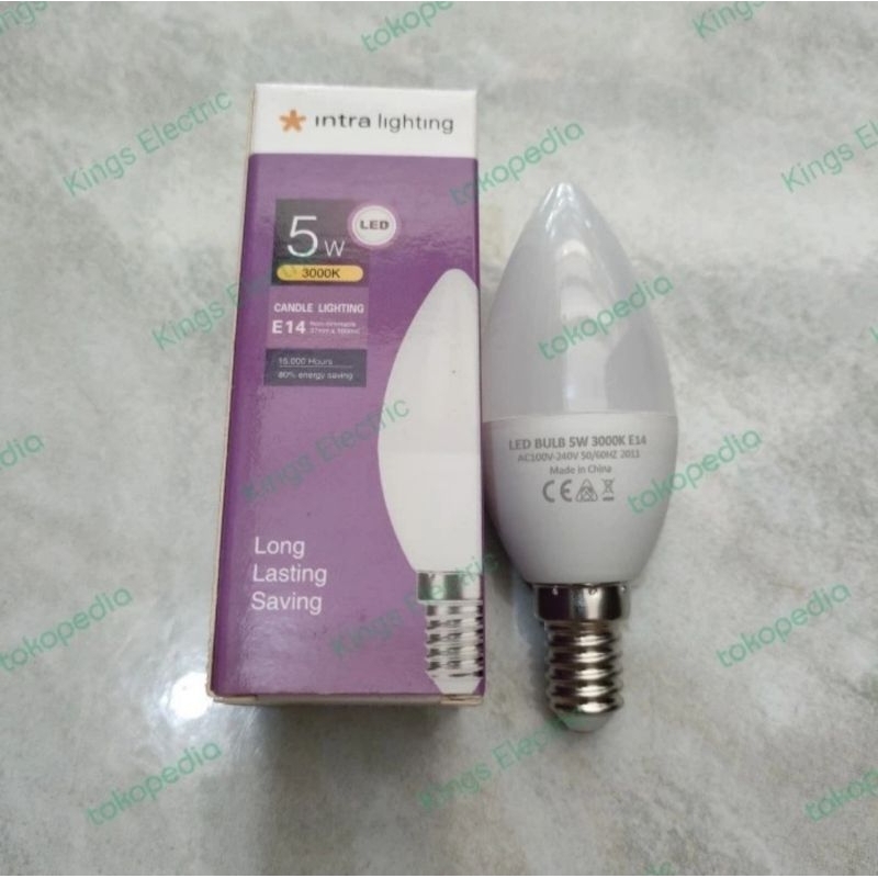 Jual Lampu Candle Intra E 14 / Isi Lampu Hias Gantung / Warm white ...
