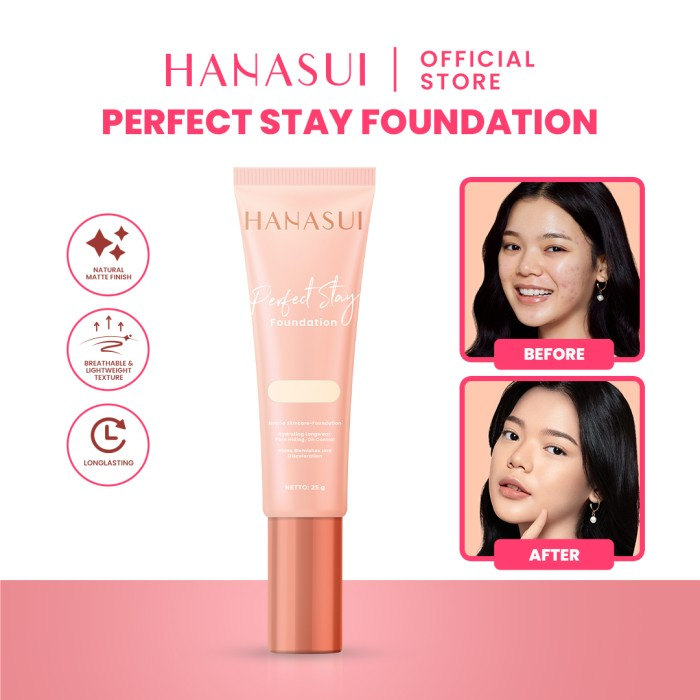 Jual HANASUI Perfect Stay Foundation 25gr - Hybrid Skincare Liquid ...