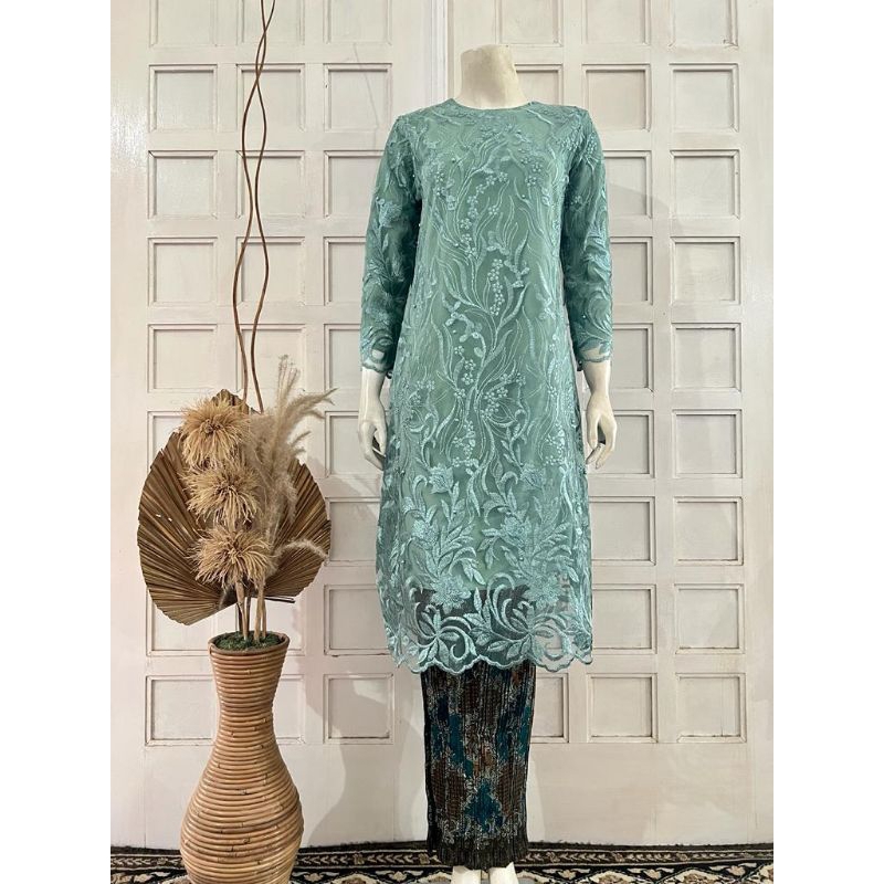 Jual SETELAN KEBAYA LONG TUNIK TILE/KEBAYA SERAGAMAN PESTA/KEBAYA ...