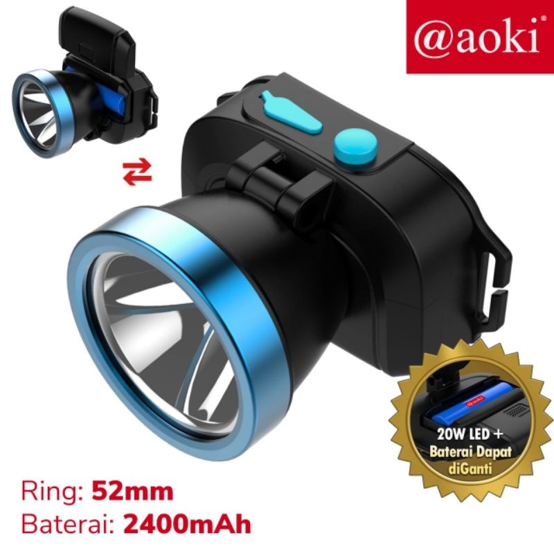 Jual Aoki Senter Kepala / Headlamp 20W LED AK-3698L | Shopee Indonesia
