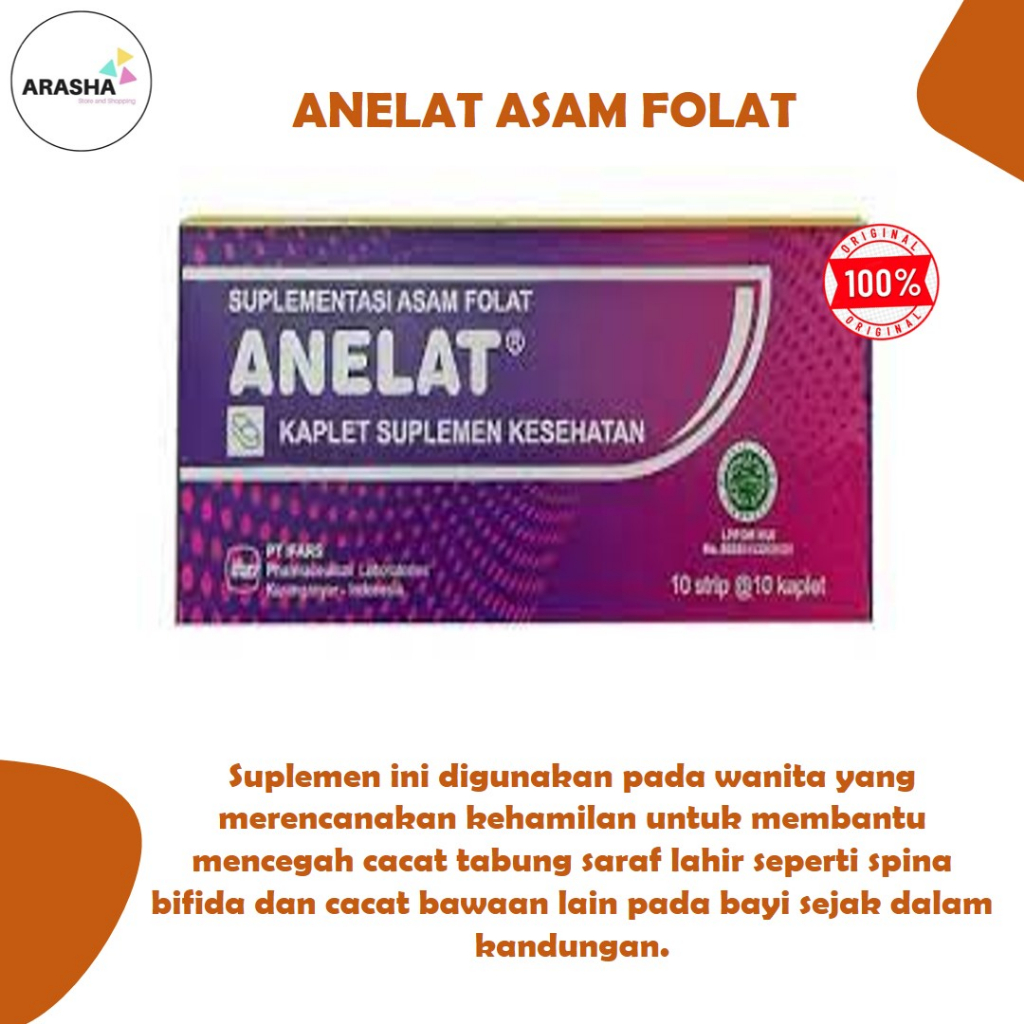 Jual ANELAT ASAM FOLAT 100 Kapsul 1000mcg isi 100 Tablet Folic Acid ...