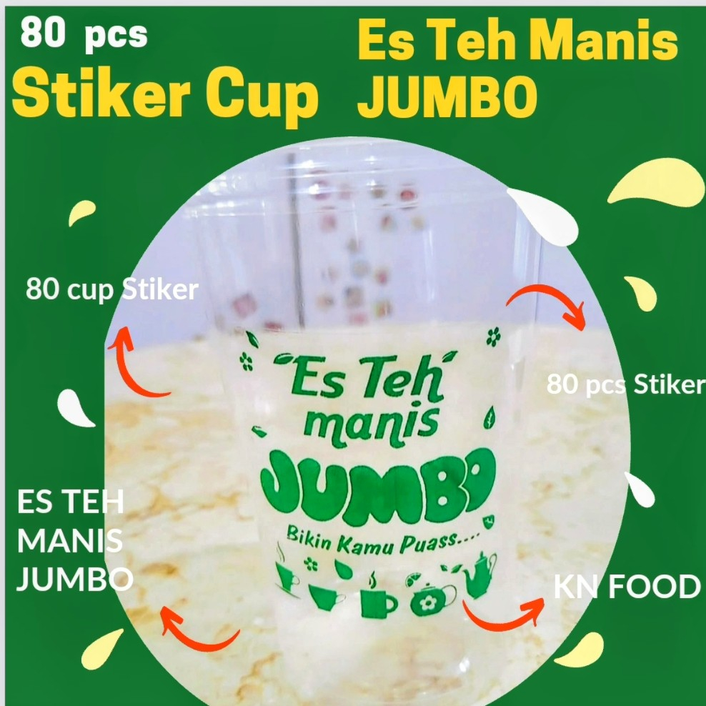 Jual Stiker Cup Es Teh jumbo Isi 80 stiker label nama cup es teh jumbo ...