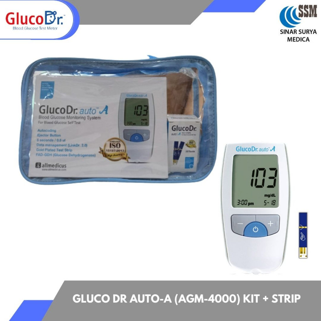 Jual GlucoDr Auto AGM 4000 + 25 Strip Alat Cek Gula Darah Gluco Dr ...