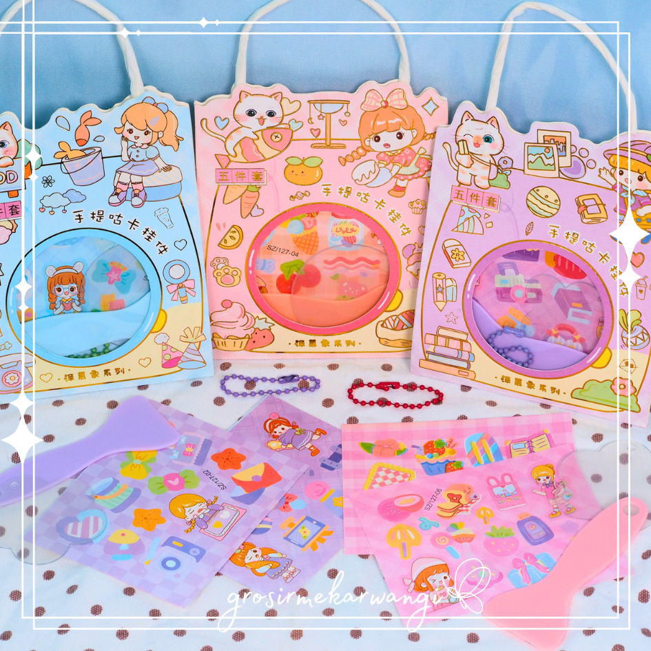 Jual Stiker Set DIY Karakter Kartun Girl Bentuk Tas Lucu Unik Gantungan ...