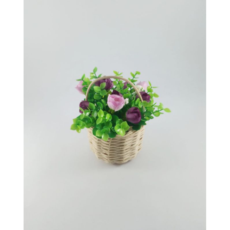 Jual Set Keranjang Rotan Bunga Buah Rangkaian Rattan Basket Vas Pot ...
