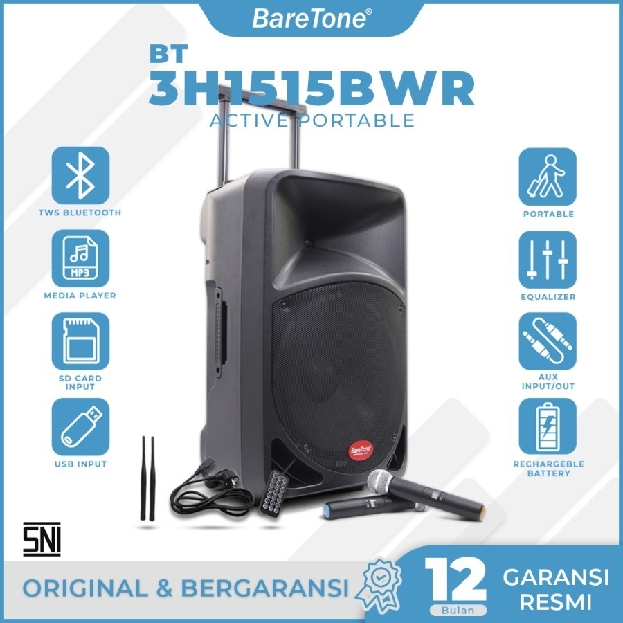 Jual Speaker Portable Wireless BareTone BT-3H1515BWR baretone max 15bwr bluetooth | Shopee Indonesia
