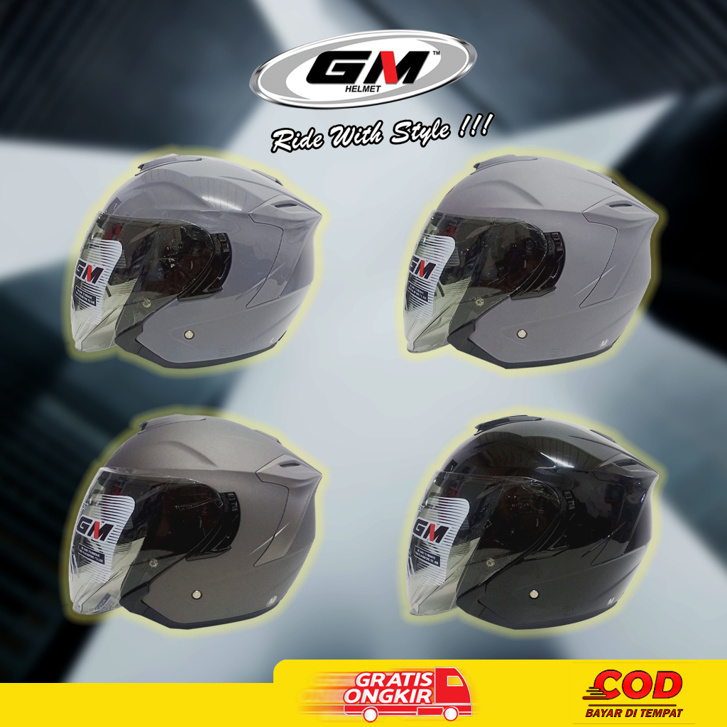 Jual GM FURY WARNA SOLID HELM OPEN FACE | Shopee Indonesia