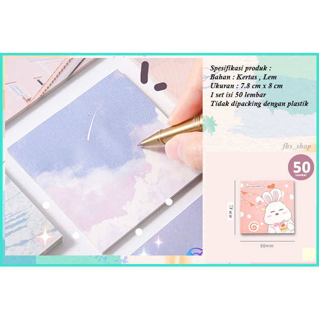Jual 50 Lembar Sticky Notes Kertas Memo Buku Tulis Sticky Notes ...