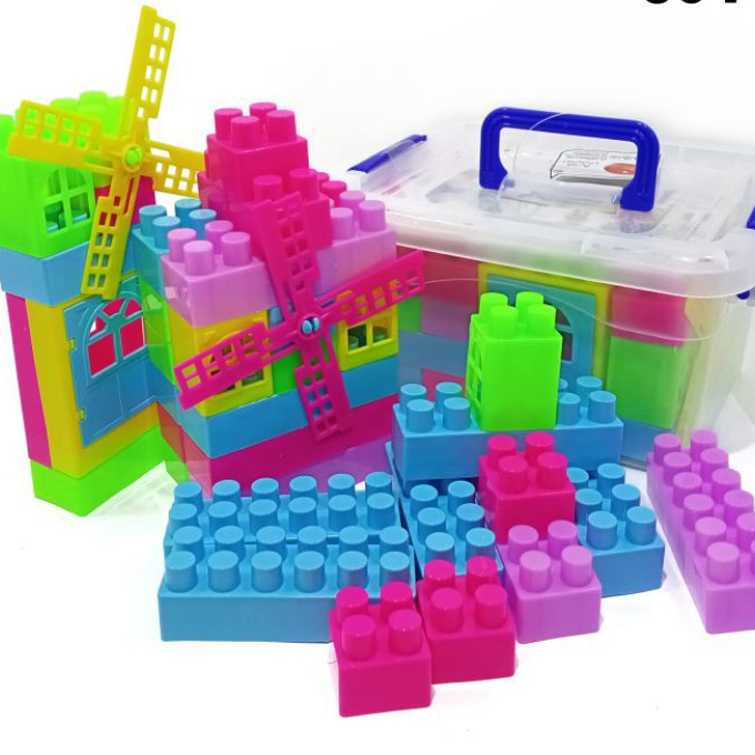 Jual MAINAN BALOK SUSUN KREATIF / MAINAN PUZZLE BLOCK CONTAINER ISI ...