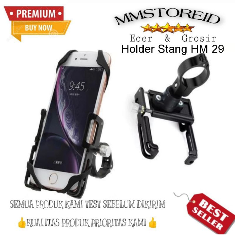 Jual MM - Holder Stang Motor HM-29 Full Besi Phone Stand Holder Penyangga Hp 360 derajat ...