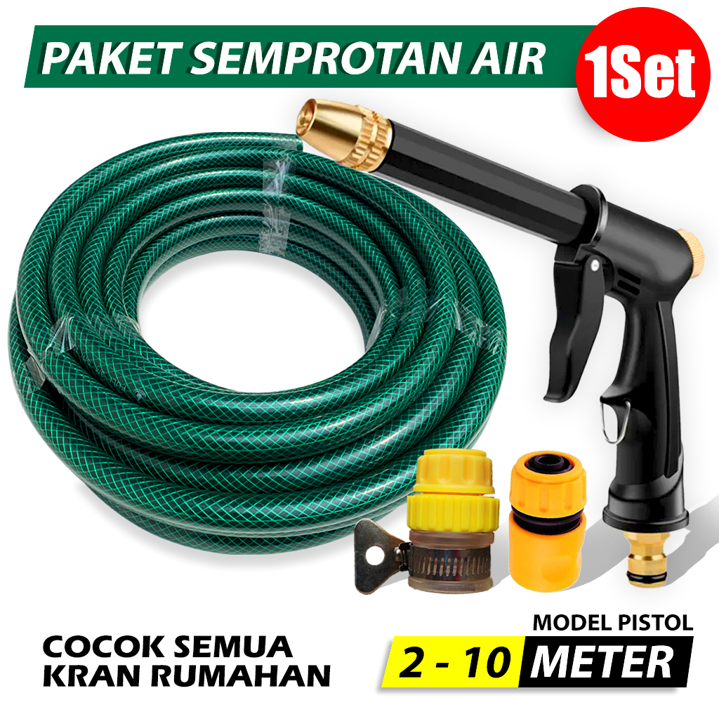 Jual Selang Semprotan Air Semprot Cuci Motor Mobil Siram Taman Benang Hijau( 2,5,10,15 Meter ...