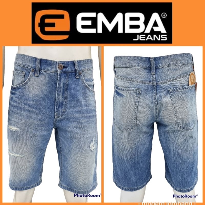 Jual EMBA JEANS Short Denim Medium Stone - Bronson Slim | Shopee Indonesia