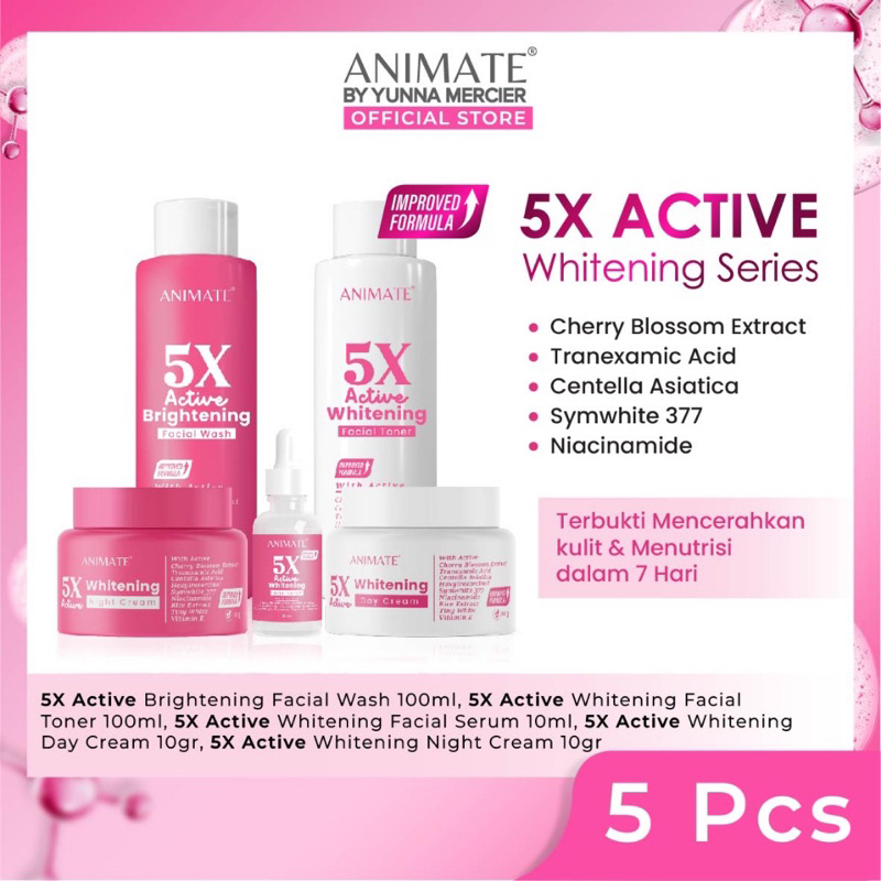 Jual ANIMATE INSTANT WHITENING SERIES 5IN1/ CREAM PEMUTIH WAJAH ...