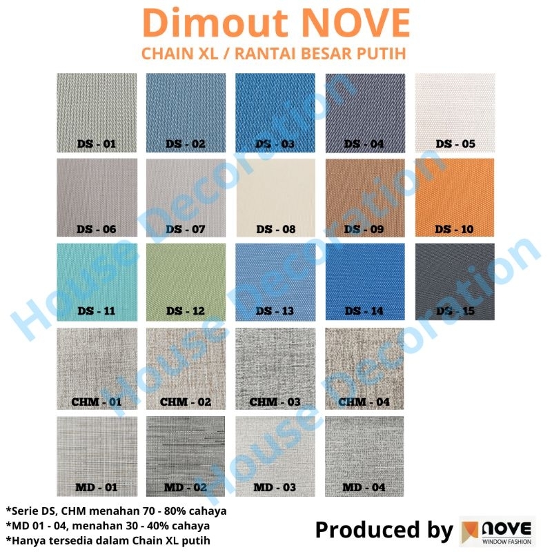 Jual Roller Blind Dimout / Blackout, Sharp point / Nove, Tirai Gulung ...