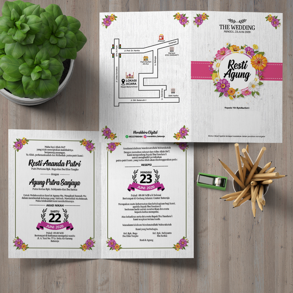 Jual UNDANGAN PERNIKAHAN LIPAT 2 SIMPEL TEMA BUNGA | Shopee Indonesia