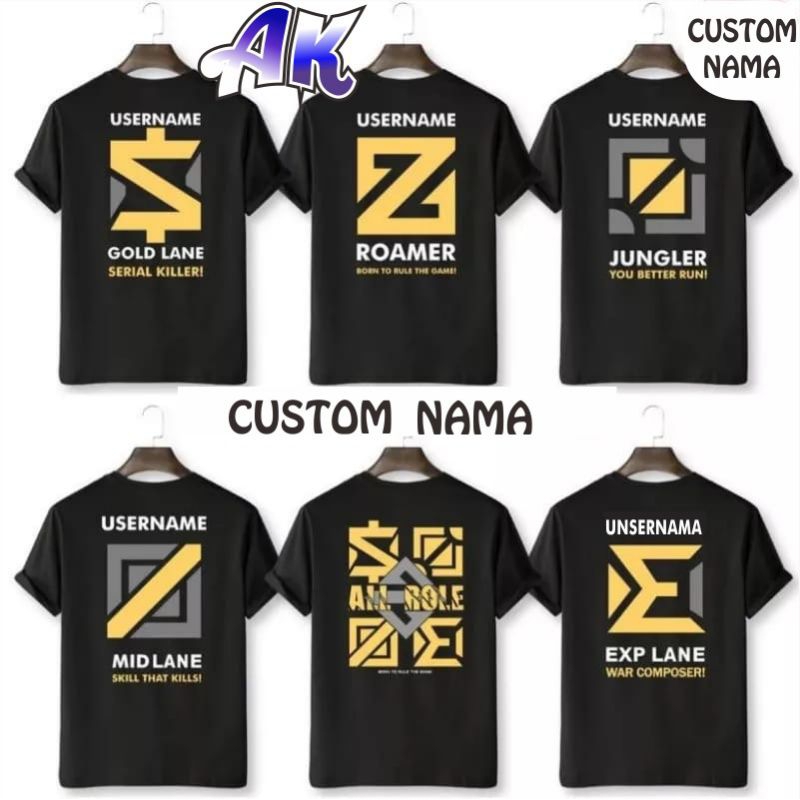 Jual kaos T-shirt game mobile legend ALL Role Baju ML custom MLBB cewek ...