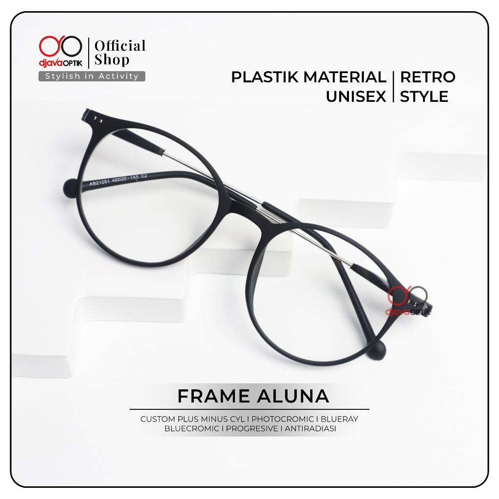 Jual DJAVA OPTIK - Frame Aluna - Kacamata Korea Oval Plastik Lentur Hijab | Shopee Indonesia