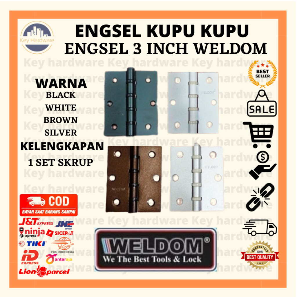 Jual Engsel pintu atau jendela model kupu-kupu 3inch Weldom | Shopee ...