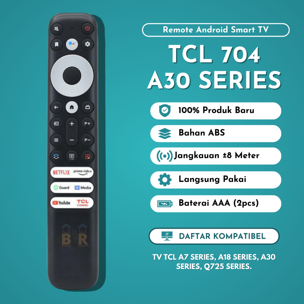 Jual Remot Remote TV TCL android smart tv LCD LED No Voice 704 A30 ...