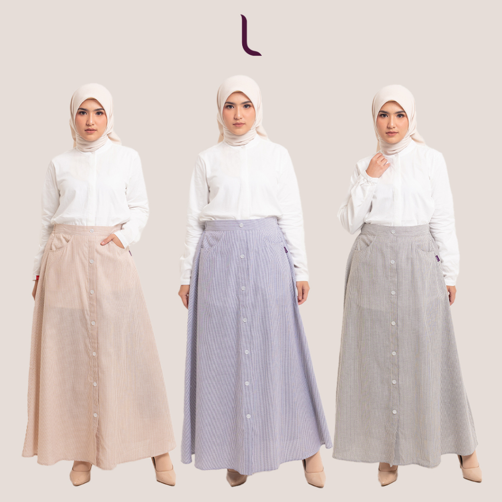 Jual Bawahan Elzatta Pleats Rok Stripe Kancing Terbaru | Shopee Indonesia