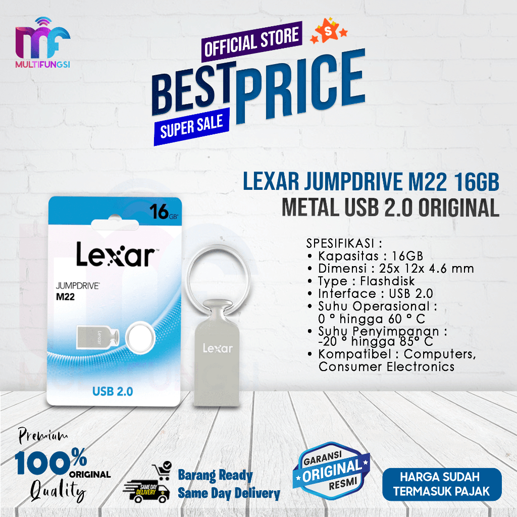 Jual Lexar JumpDrive M22 16GB Metal USB 2.0 Original | Shopee Indonesia