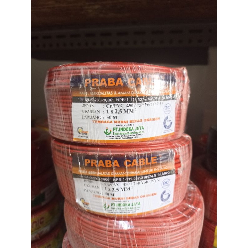 Jual KABEL INSTALASI LISTRIK 1X2,5 50 M PRABA | Shopee Indonesia