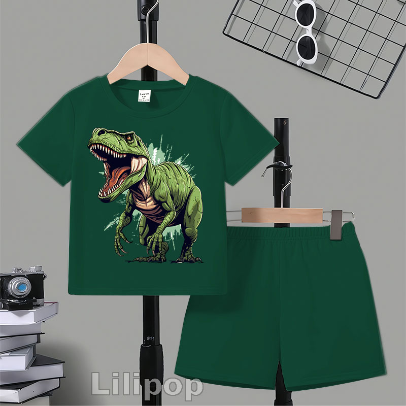 Jual Baju Anak Stelan Usia 4-10 Tahun TREX DINO RAPTOR DINOSAURUS 3/4 ...
