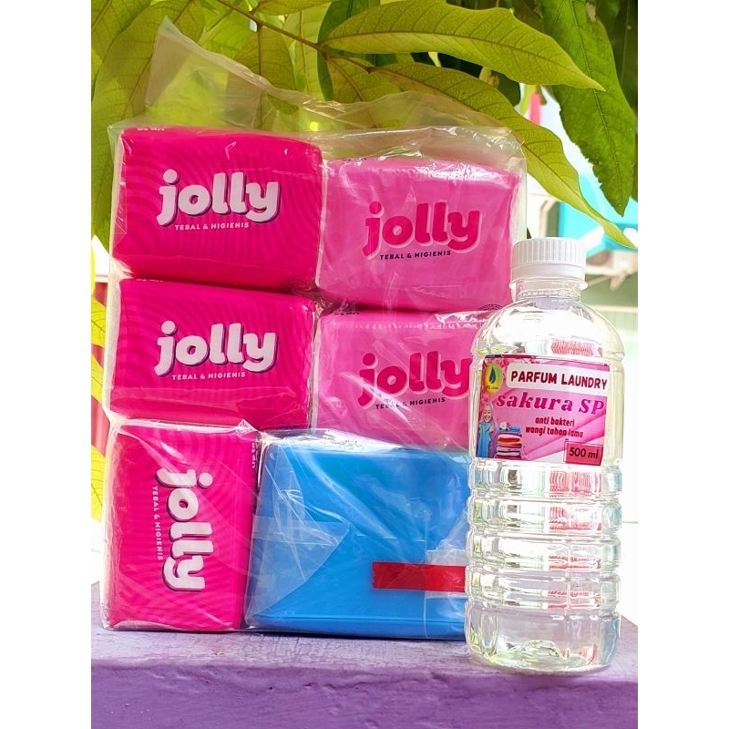Jual Paket Hemat 5 Tissu Jolly 200sheet free tempat 1 botol parfum ...