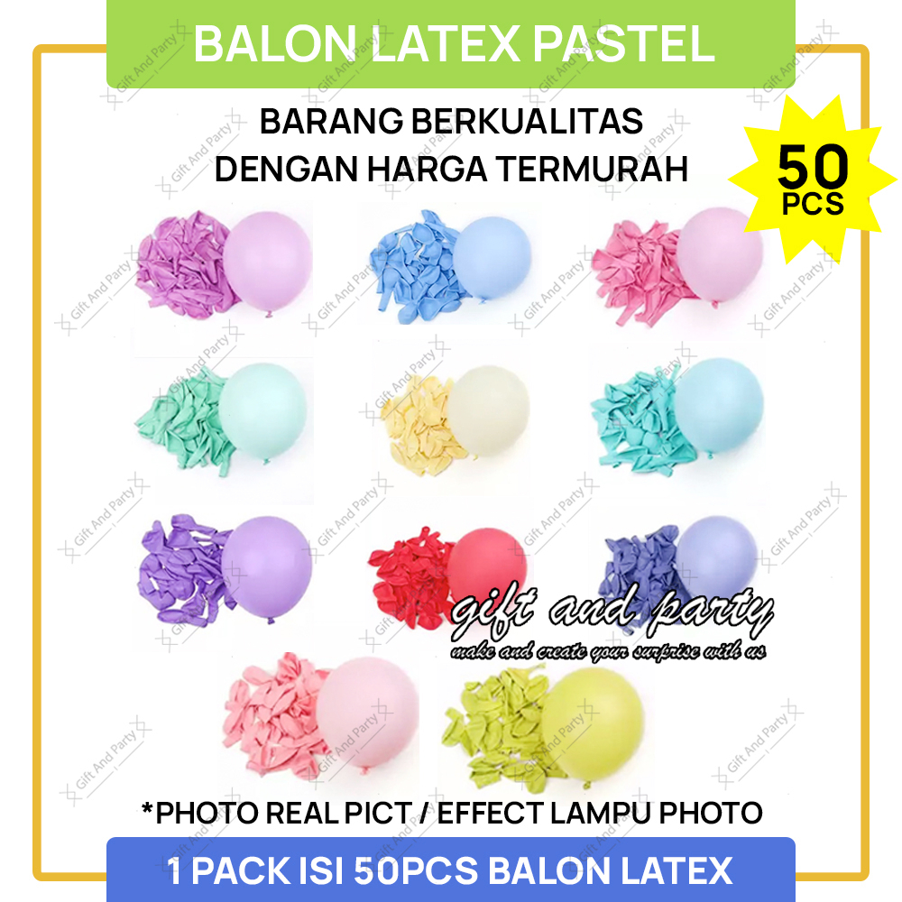Jual Balon Latex Macaron 12 inch 1 Pack isi 50 pcs / Balon Per Pack ...