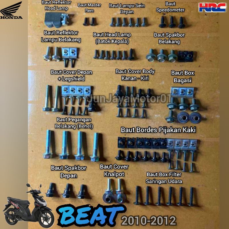 Jual Baut Lengkap Full Set Body Honda Beat Lama Karbu 2010-2012 / Baut ...