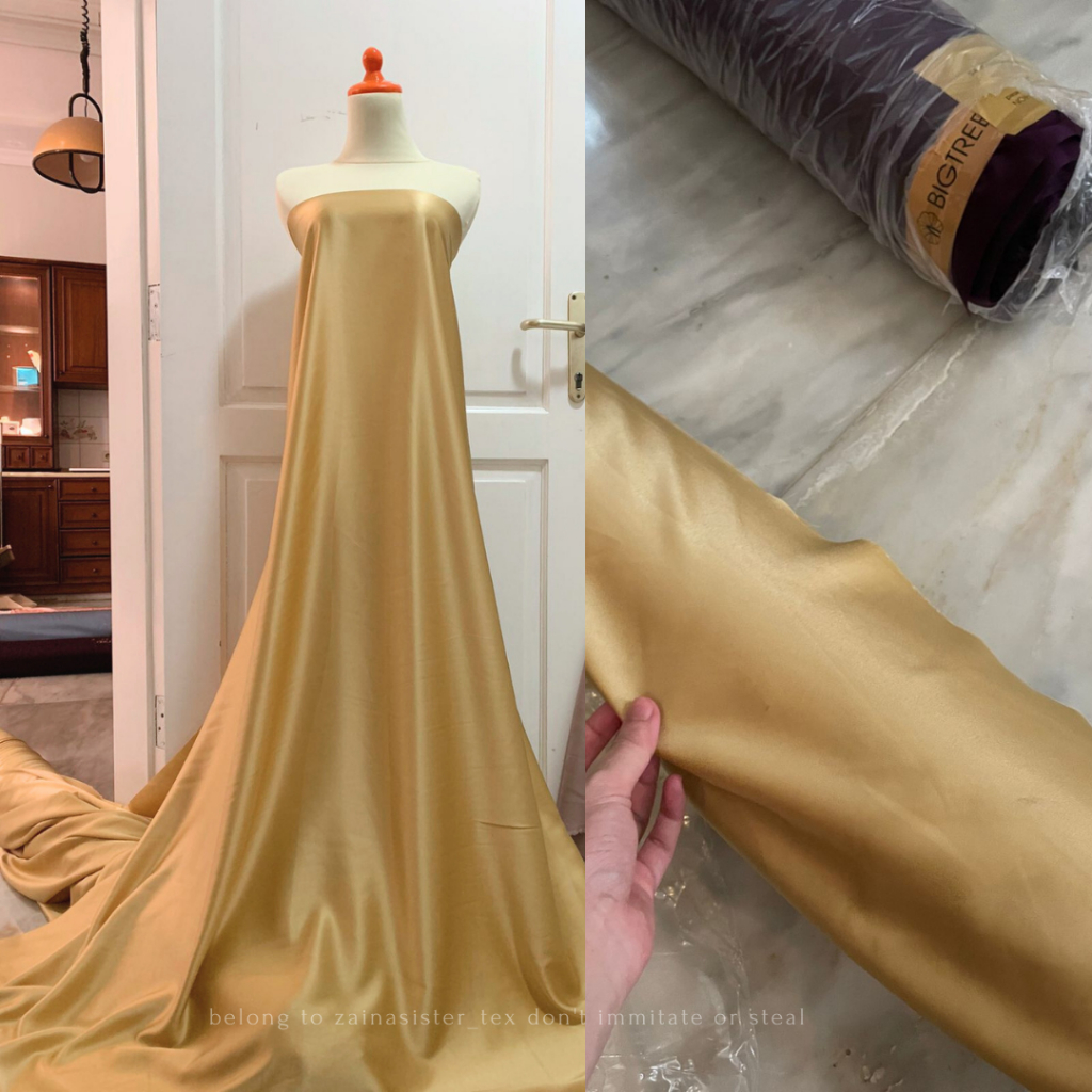 Jual 1/2 Meter Bahan Kain Satin Maxmaraaa Polos Warna Soft Gold Emas ... Jual 1/2 Meter Bahan Kain Satin Maxmaraaa Polos Warna Soft Gold Emas ...