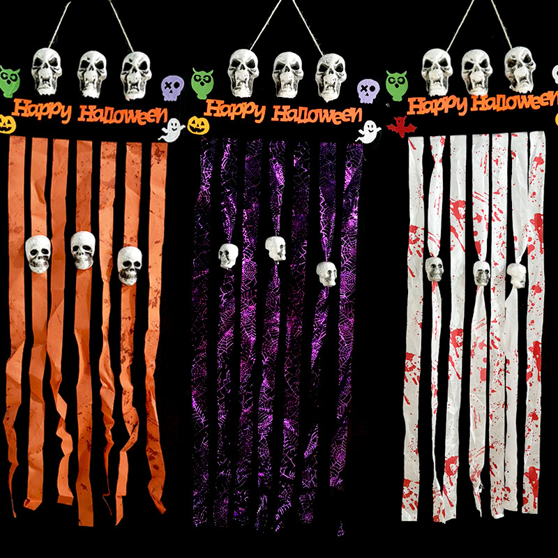 Jual DEKORASI HALLOWEEN GANTUNGAN PINTU RUMBAI SKELETON / HIASAN ACARA ...