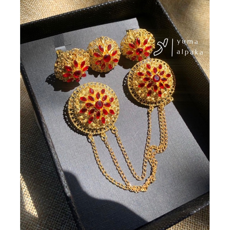 Jual Set alpaka kancing bulat sircon by yuma | Shopee Indonesia