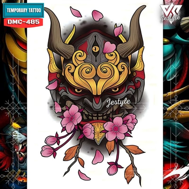 Jual [DMC-485] Tato Temporer Temporary Tattoo Topeng iblis Demon ...