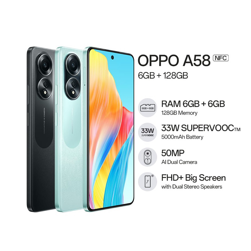 Jual OPPO A58 NFC (8GB+8GB/128GB)(6GB+6GB/128GB) GARANSI RESMI | Shopee ...
