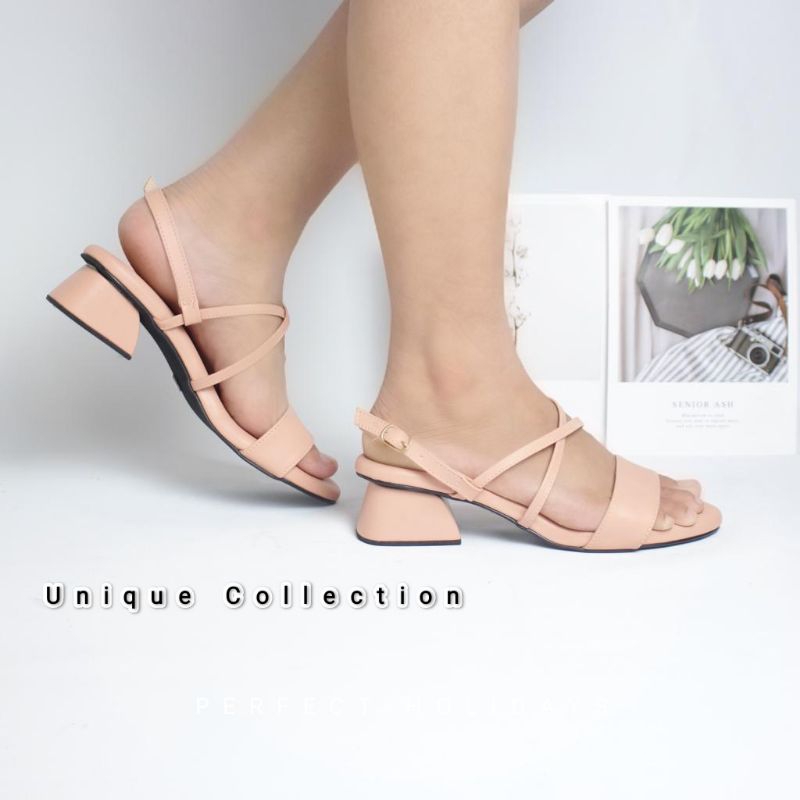 Jual Sandal heels wanita 3cm model tali simple unique collection ...