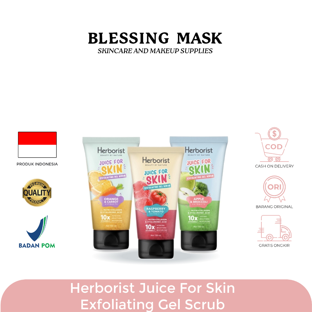 Jual Herborist Juice For Skin Exfoliating Gel Scrub - 150mL | Non Comedogenic | Shopee Indonesia