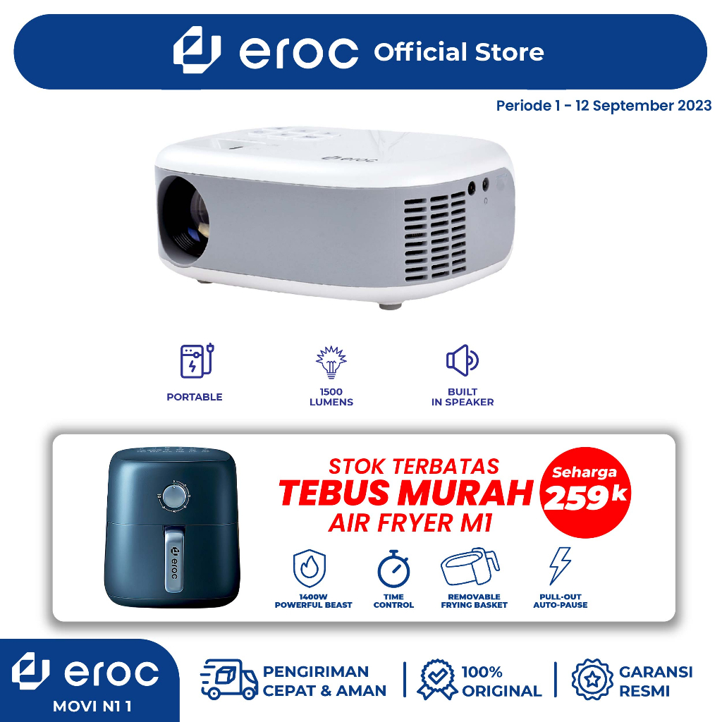 Jual EROC Projector - Movie Portable Projector - Built in Speaker - LCD Display - Model MOVI N1 ...