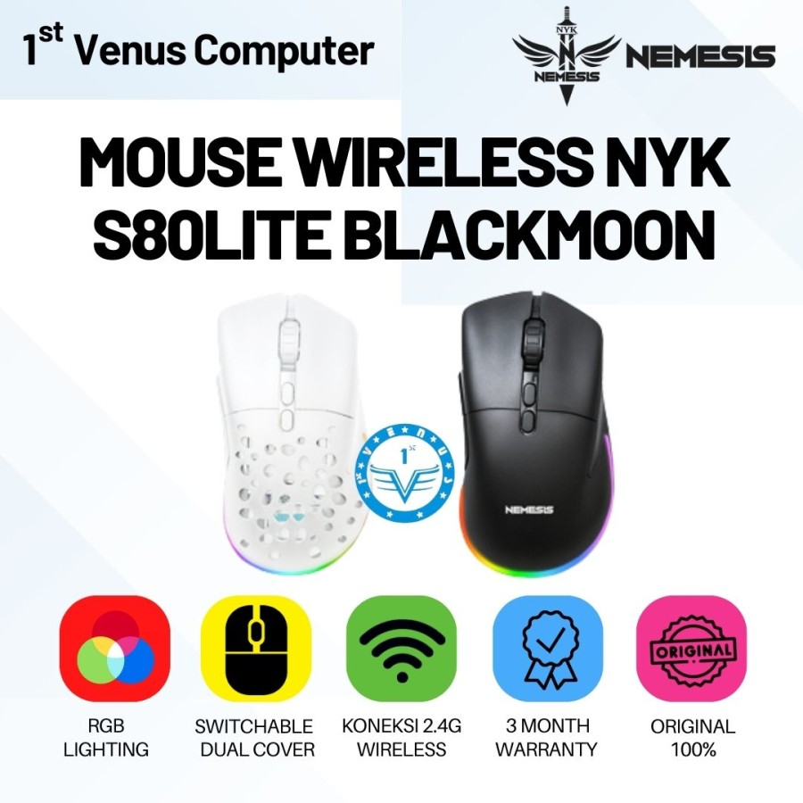 Jual MOUSE GAMING WIRELESS NYK NEMESIS S80 LITE BLACKMOON RGB / NYK ...