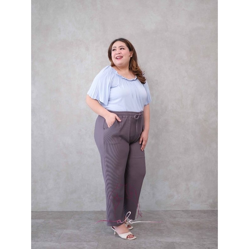 Jual IWEARALICE celana kulot Pattern Knit Cullote Polos jumbo big size ...
