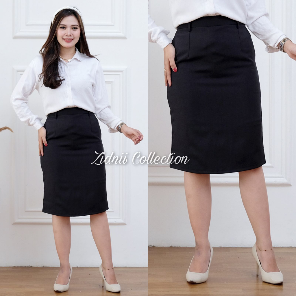 Jual Rok Span Pendek Hitam 3/4 Rok Kerja Formal Kantor Rok Pendek Rok ...