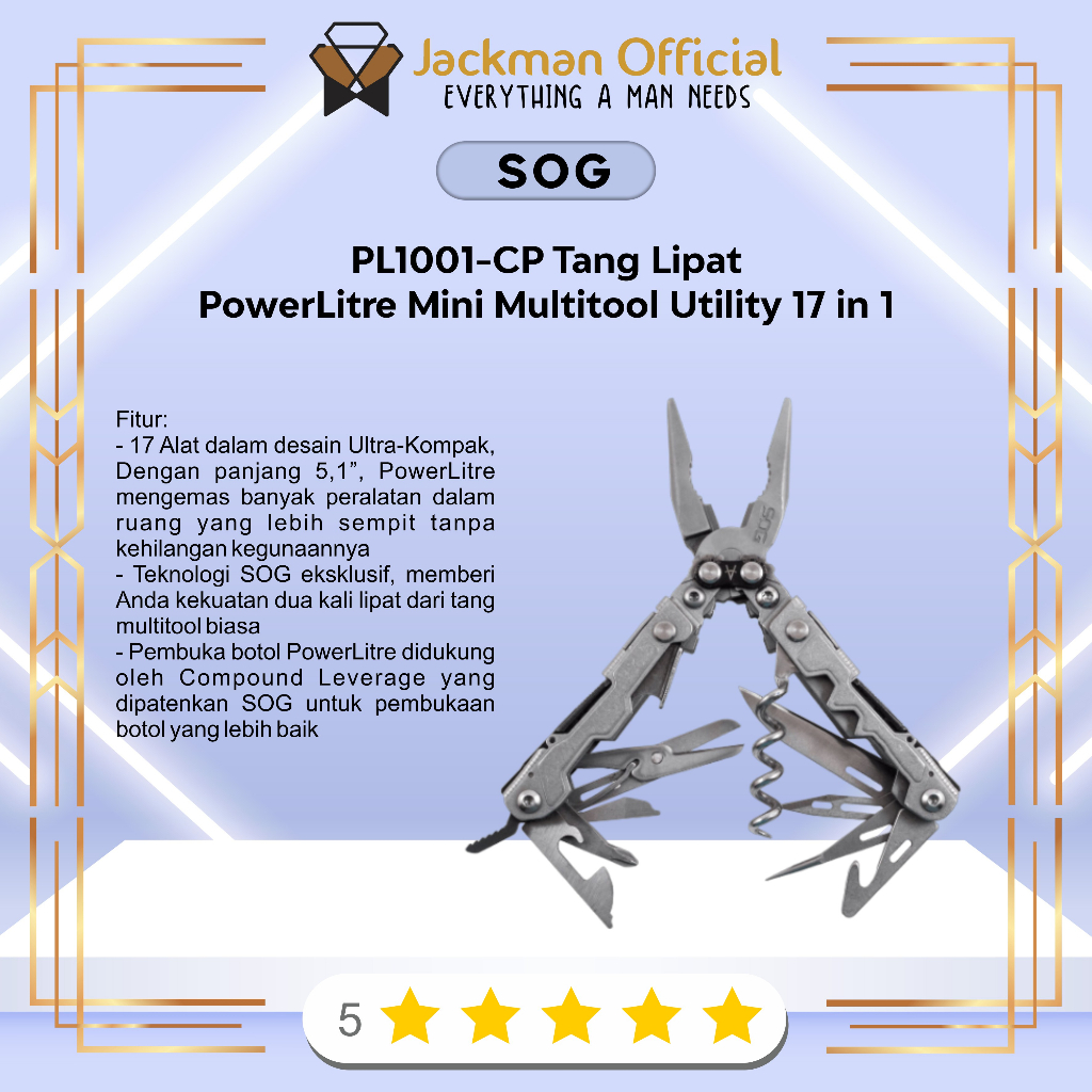 Jual SOG PL1001-CP Tang Lipat PowerLitre Mini Multitool Utility 17 in 1 ...