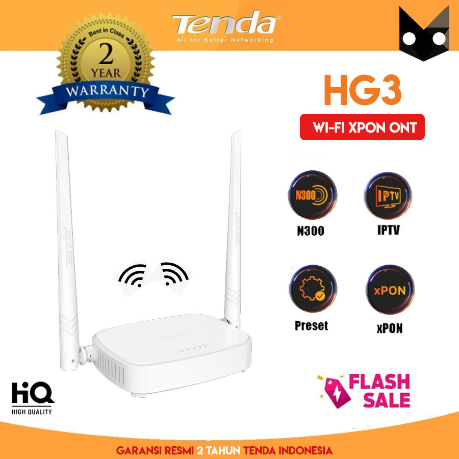 Jual Tenda HG3 Router N300 WiFi xPON ONT 300Mbps Router Wireless Fiber HG 3 | Shopee Indonesia