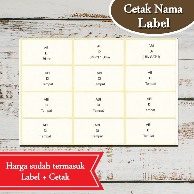 Jual Cetak stiker label nama tamu undangan, label ukuran 103 untuk ...