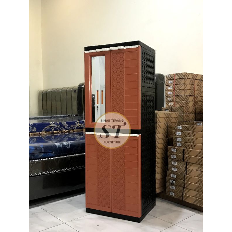 Jual Lemari Plastik MSC Blow Motif Flora Rak 4 Susun Gantung Kaca ...