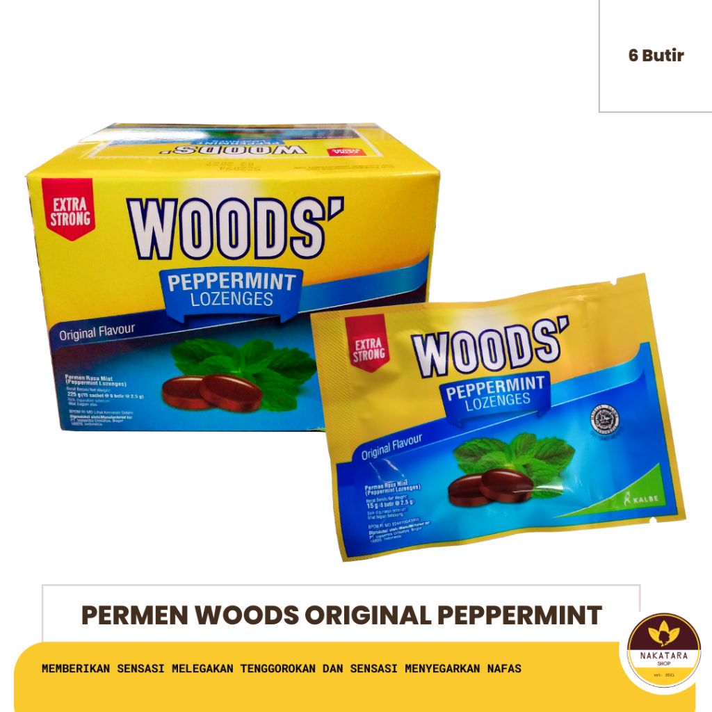 Jual PERMEN WOODS PEPPERMINT LOZENGES RASA ORIGINAL ISI 6 BUTIR ...